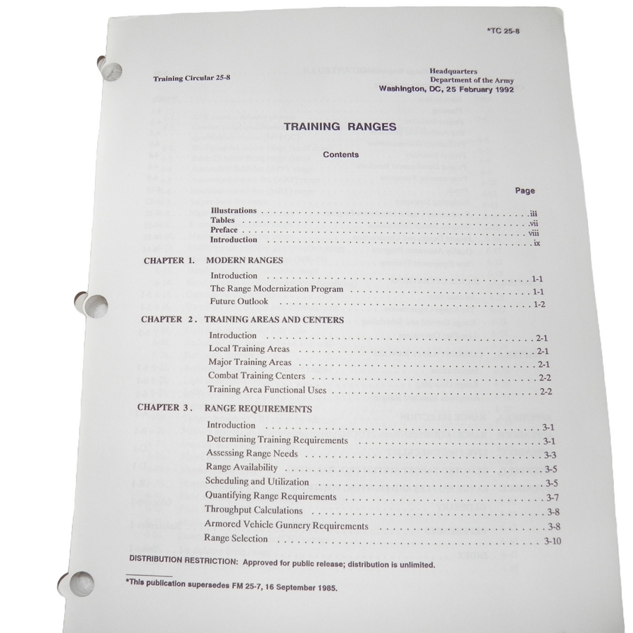 Military Book Training Ranges Circular TC 25-8 Army/Marines| Pigeon ...