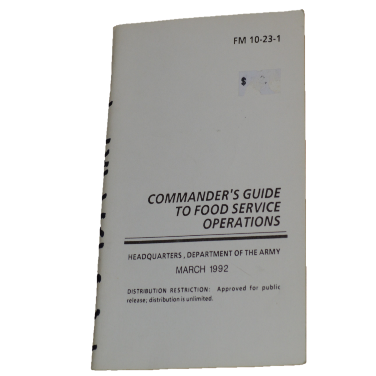 Military Book Army Commander's Guide to Food Operations Manual FM 10-2 ...