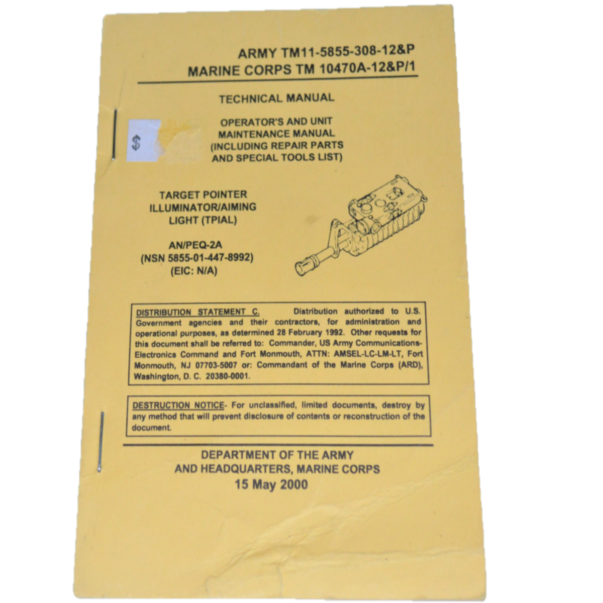 Military Book Technical Manual Army/Marine Corps Target Pointer Illumi ...