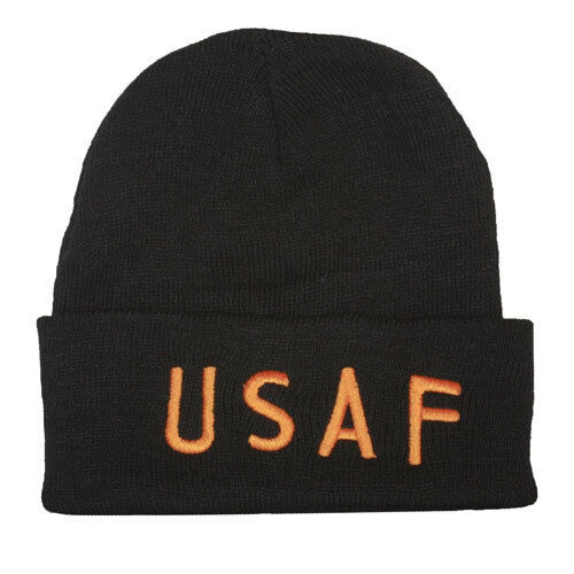 USAF Embroidered Watch Cap Beanie - Stylish Black Winter Gear| Pigeon ...